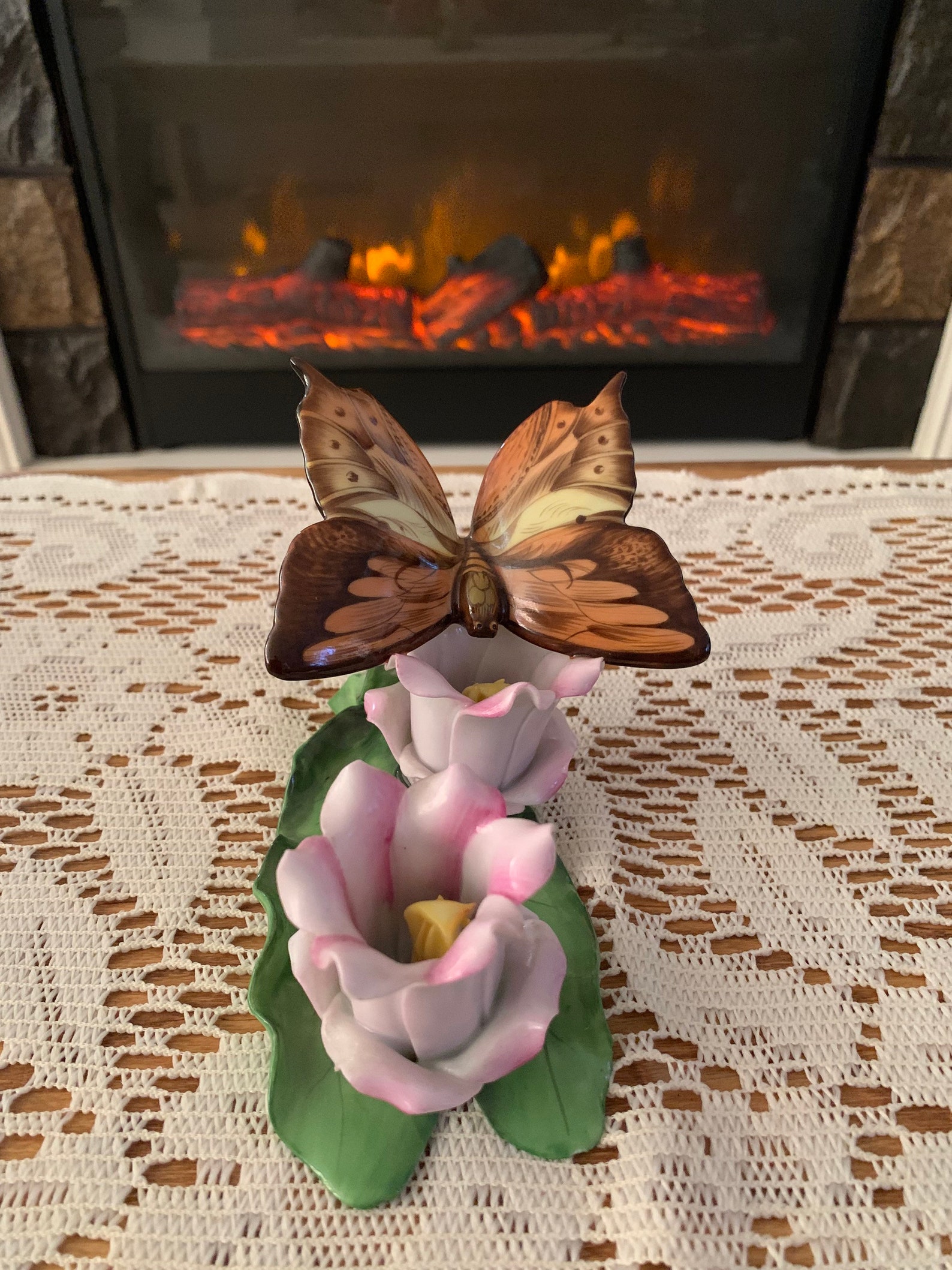 Herend Figurine Porcelain Butterfly With Pink Flowers - Etsy