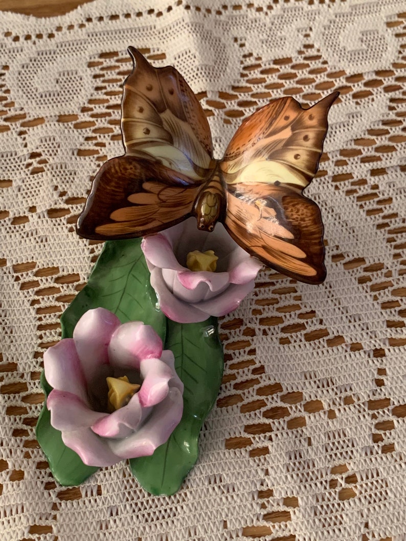 Herend Figurine Porcelain Butterfly With Pink Flowers - Etsy
