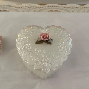 Fenton Opaline Heart Art Glass Trinket Box - Etsy