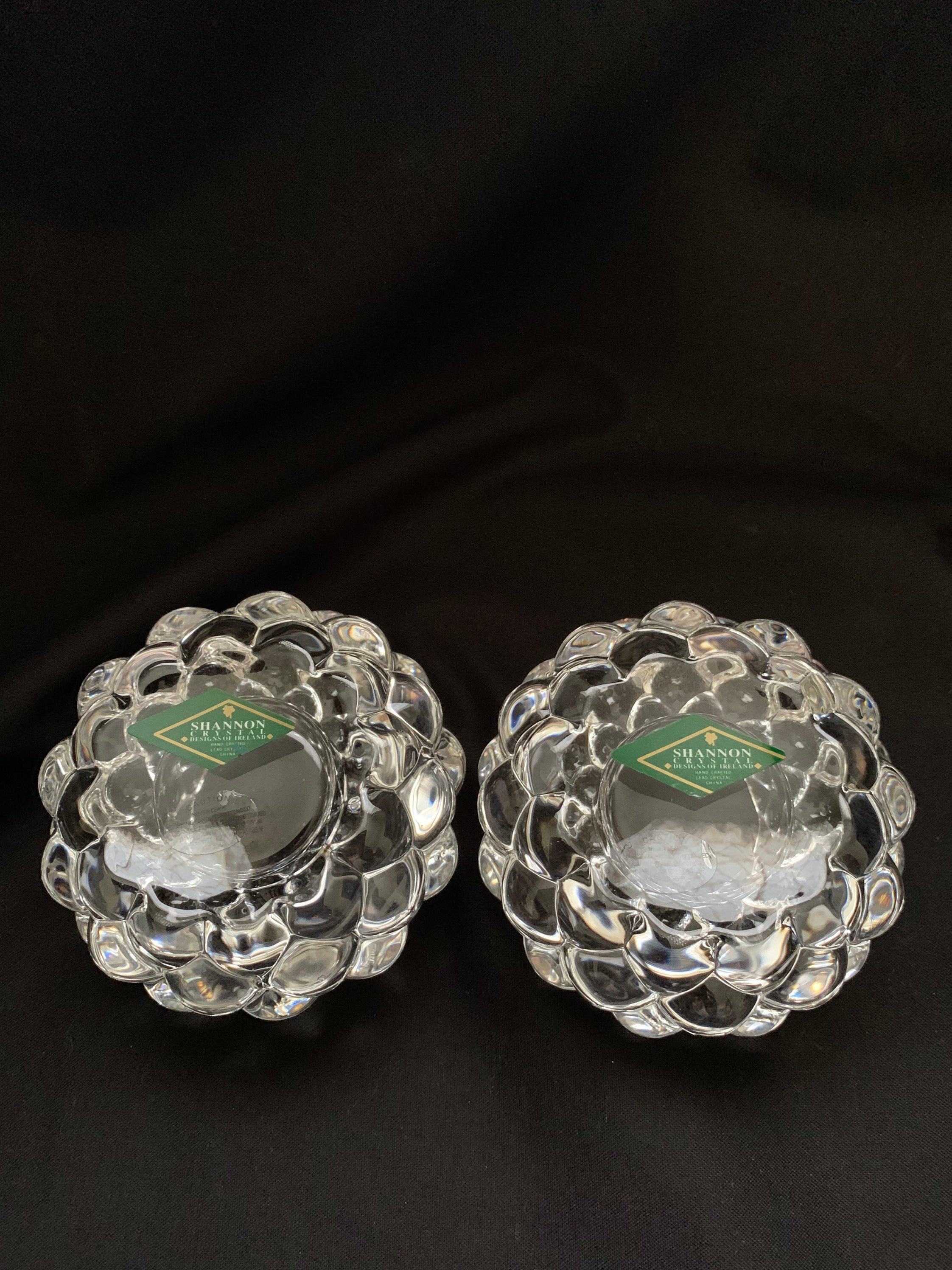 Vintage Shannon Crystal Design of Ireland Pair of Raspberry Tea Light ...