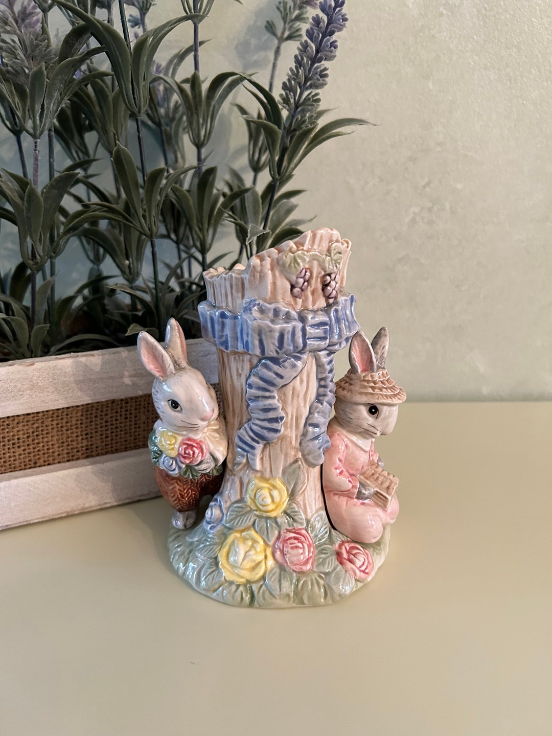 Vintage Fitz and Floyd Rabbit Vase - Etsy