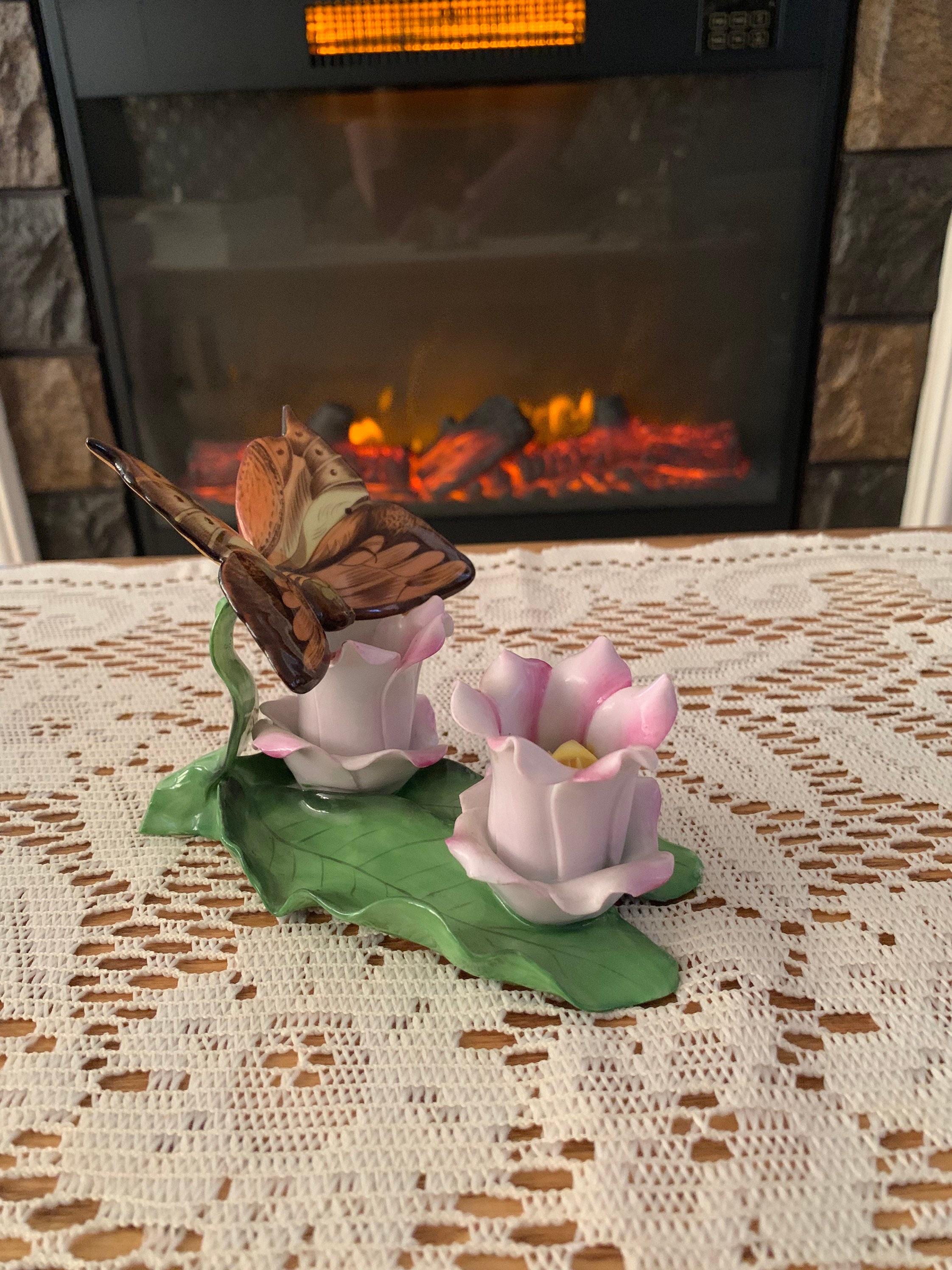 Herend Figurine Porcelain Butterfly With Pink Flowers - Etsy