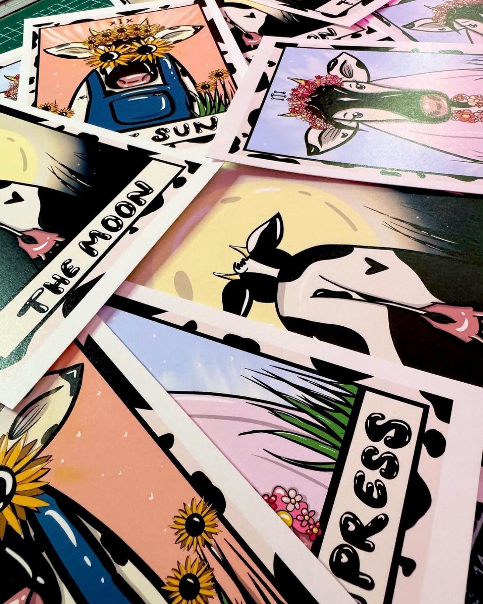 A5 Cow Themed Tarot Card Prints - Etsy