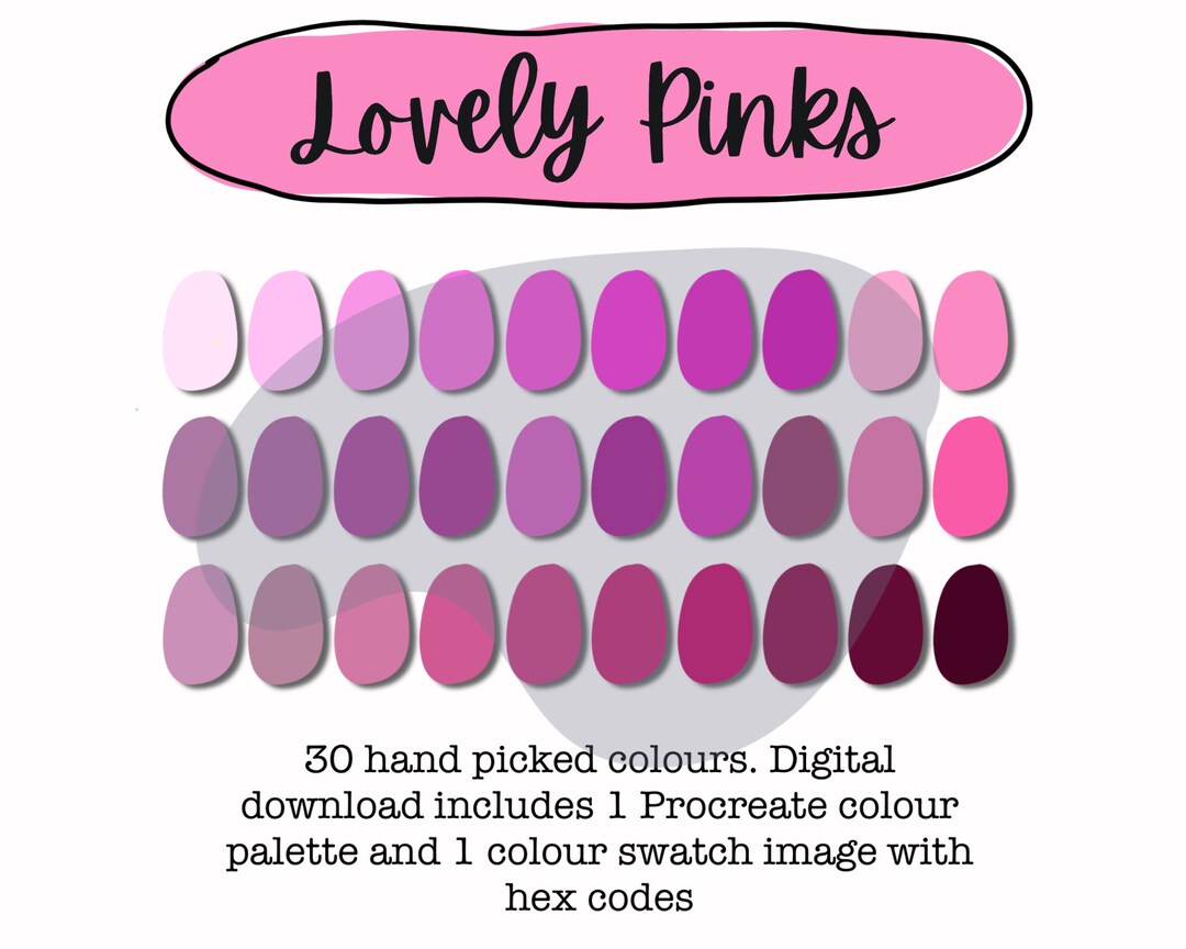 Lovely Pinks Procreate Colour Palette, Procreate Swatches, iPad Art ...