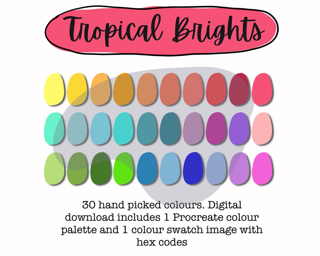 Tropical Brights Procreate Colour Palette, Procreate Swatches, iPad Art ...