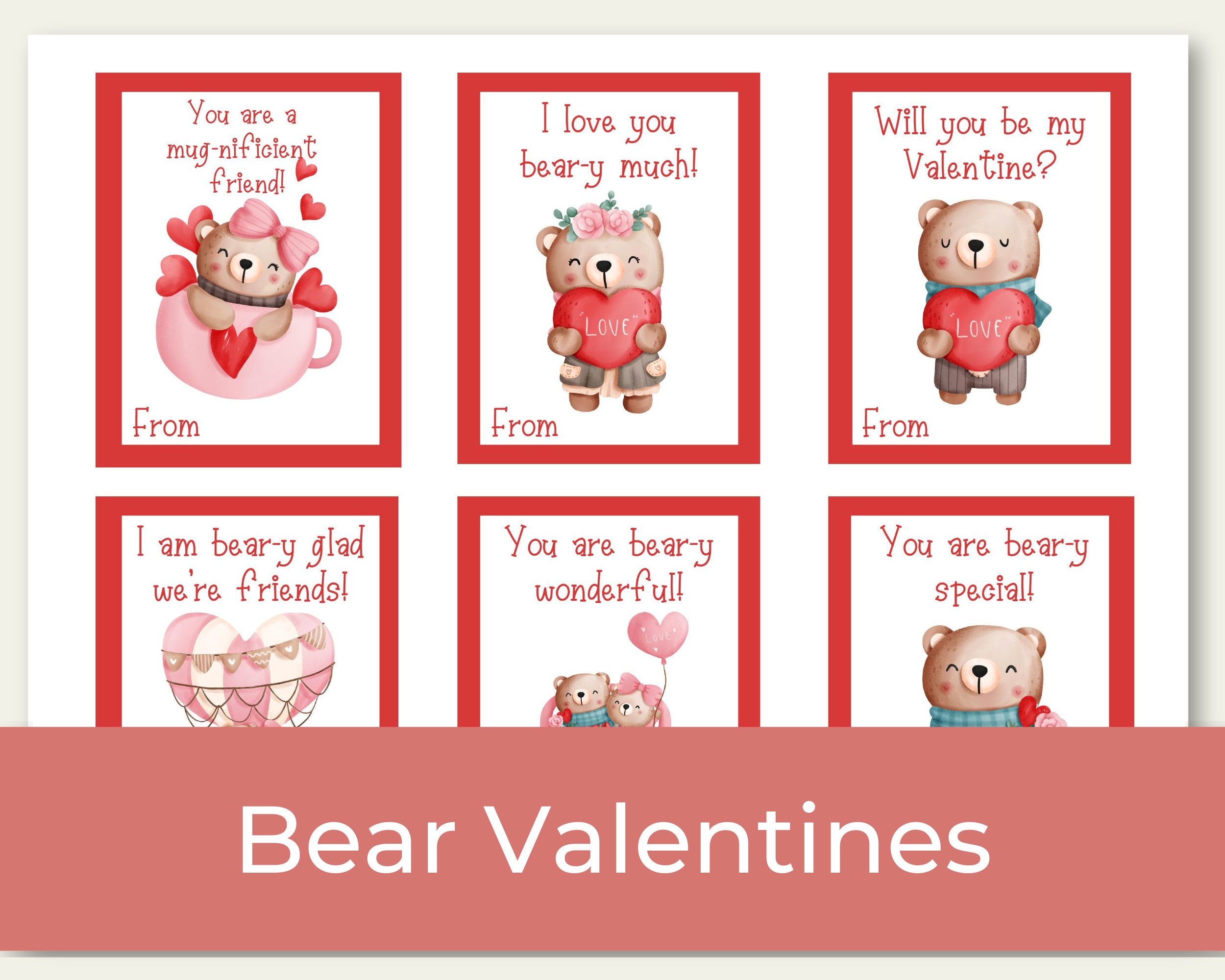 Teddy Bear Valentine | Cute Valentine's Day Card | Classroom Card | Kid ...