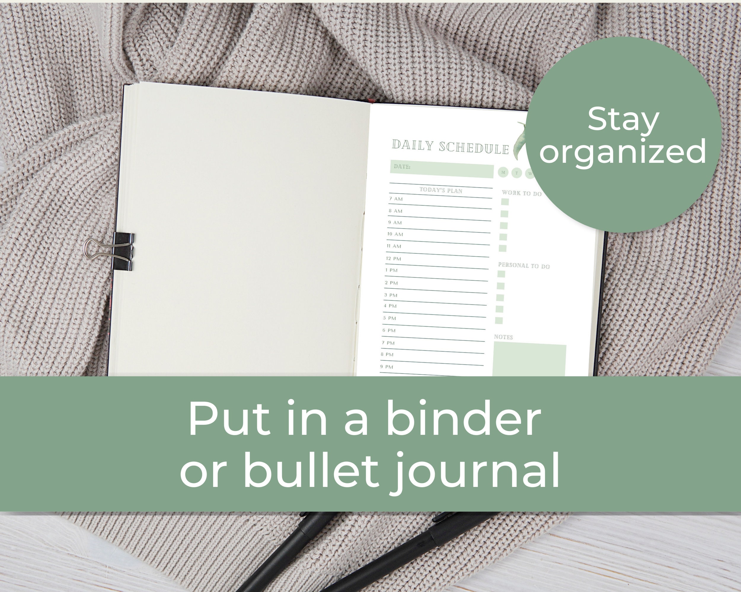 Eucalyptus Daily Schedule , Printable Planner , Daily Planner , Agenda ...