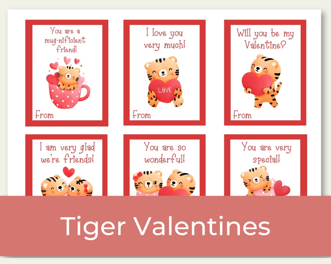Tiger Valentine | Cute Valentine's Day Card | Classroom Card | Kid's ...