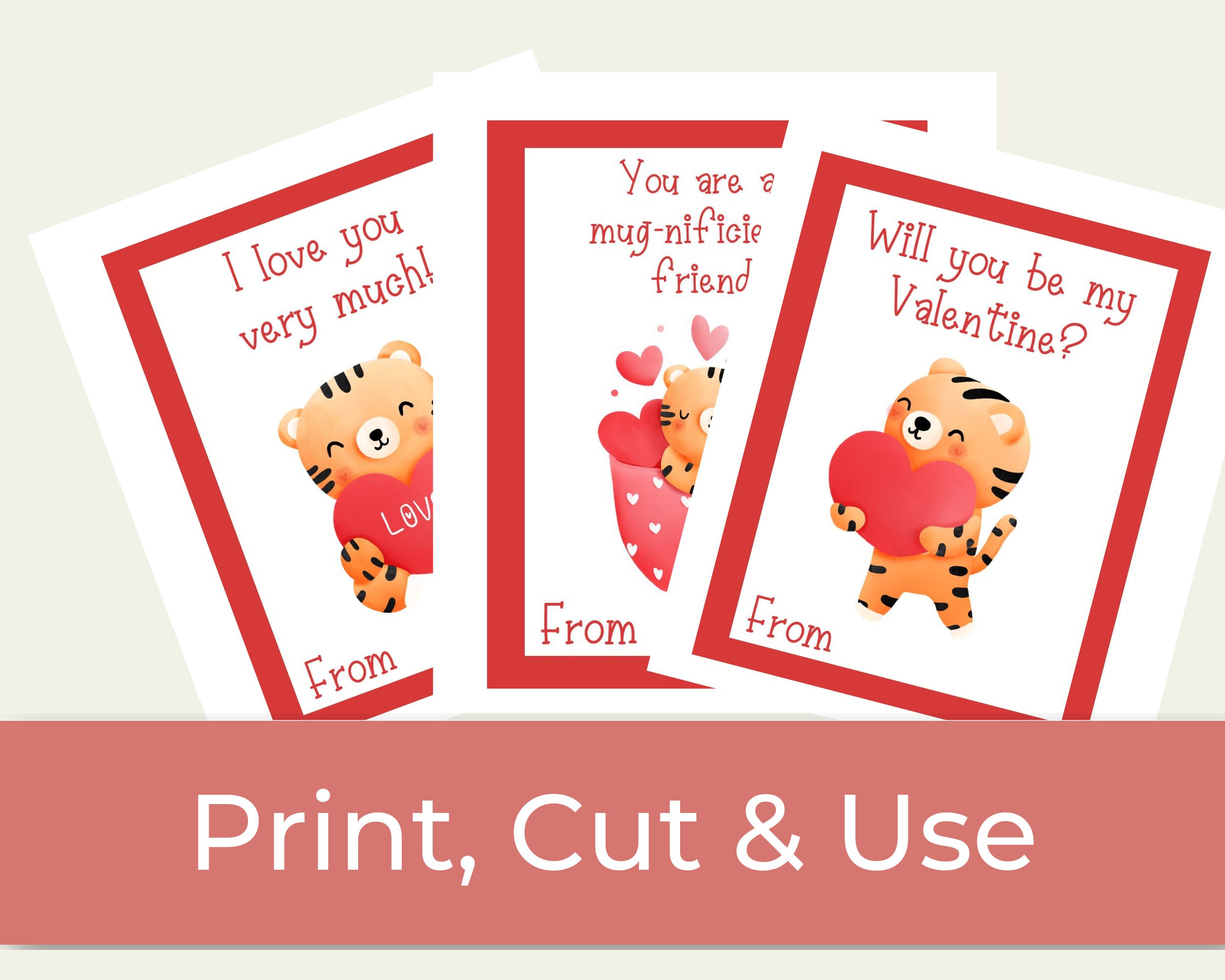 Tiger Valentine | Cute Valentine's Day Card | Classroom Card | Kid's ...
