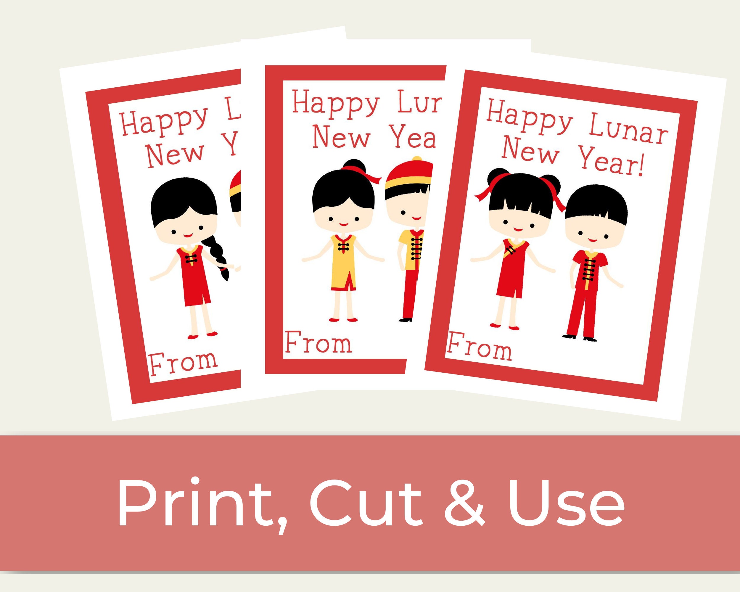 Lunar New Year Card Kids Lunar New Year Chinese New Year Card Tet Card ...