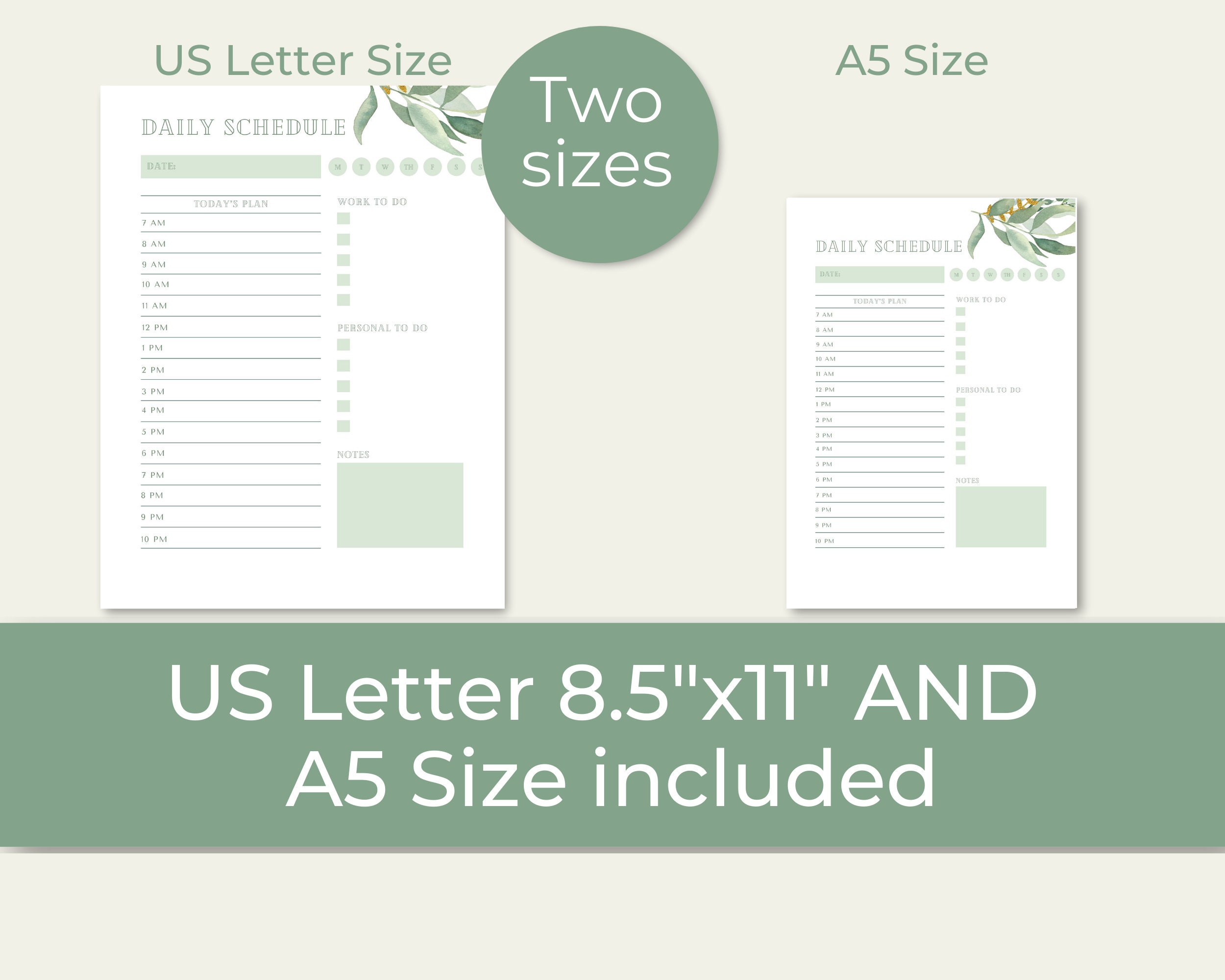 Eucalyptus Daily Schedule , Printable Planner , Daily Planner , Agenda ...