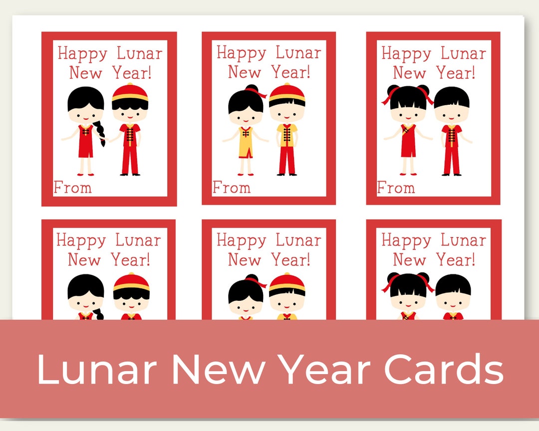 Lunar New Year Card Kids Lunar New Year Chinese New Year Card Tet Card ...