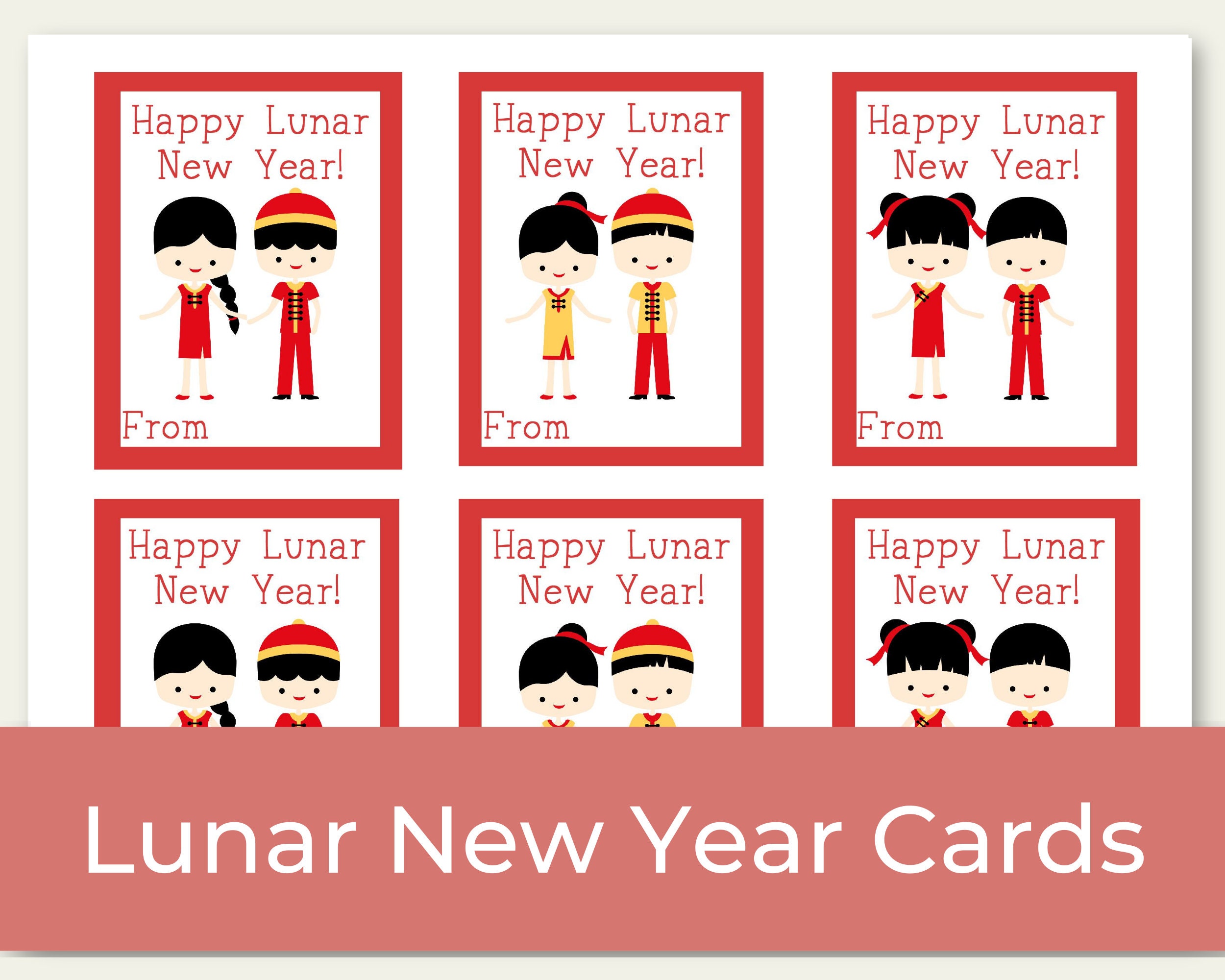 Lunar New Year Card Kids Lunar New Year Chinese New Year Card Tet Card ...
