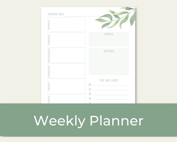 Weekly Planner Eucalyptus Planner Weekly Organizer - Etsy