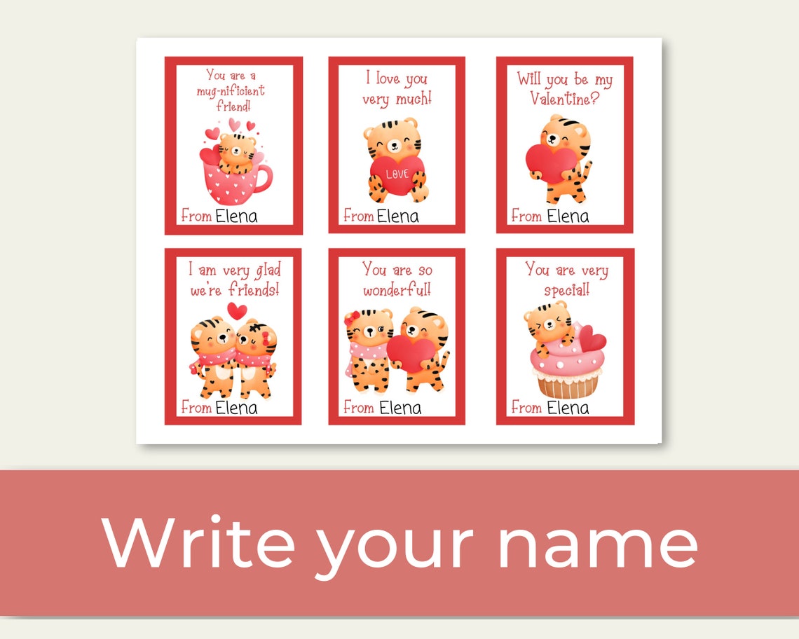 Tiger Valentine | Cute Valentine's Day Card | Classroom Card | Kid's ...