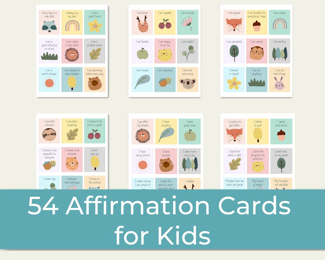 Affirmation Cards for Kids | Mindset Cards | Confidence Self-esteem ...