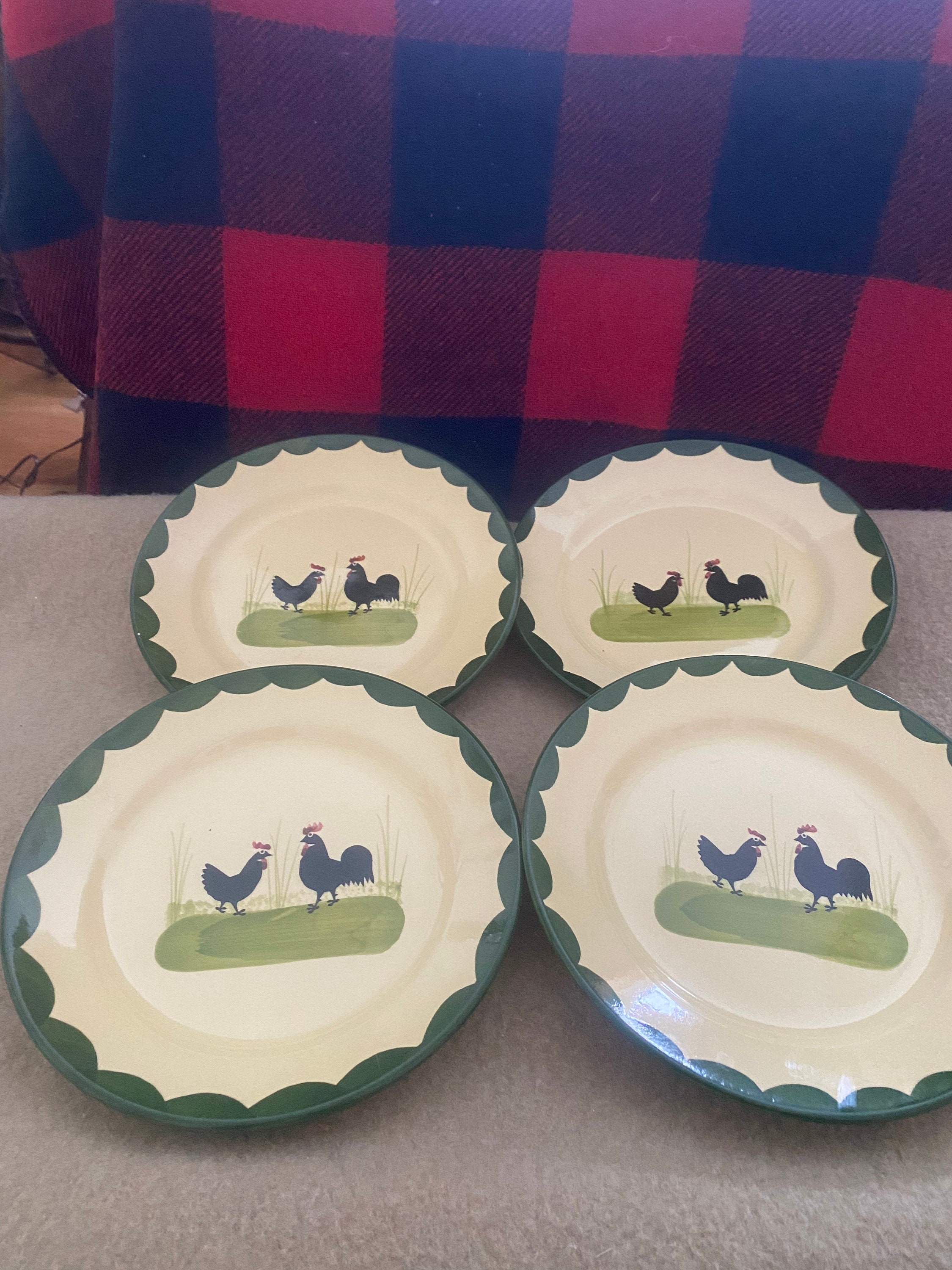 Zeller (4)hen and Rooster 8 1/2 Inch Plates. No Chips or Cracks - Etsy