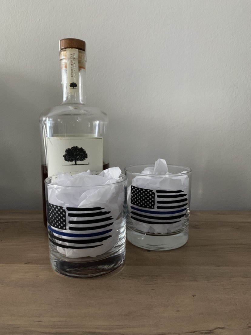 Thin Blue Line Straight Sided Rocks Glass - Etsy