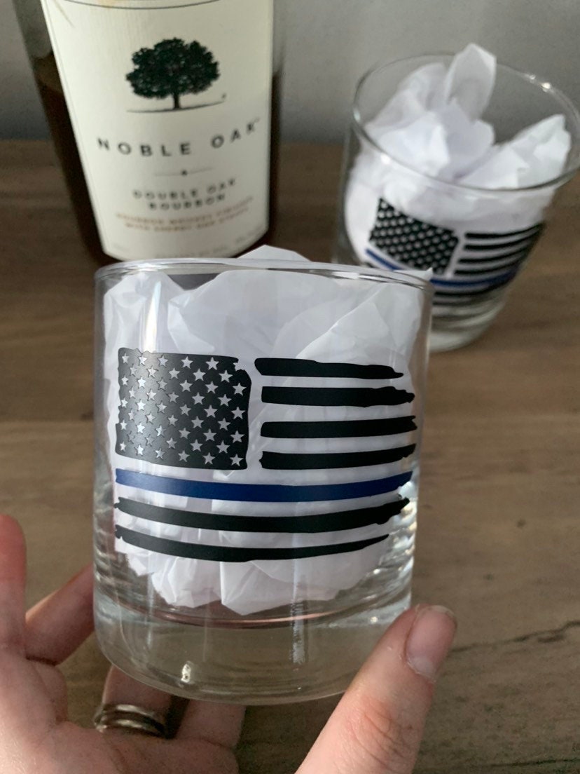 Thin Blue Line Straight Sided Rocks Glass - Etsy