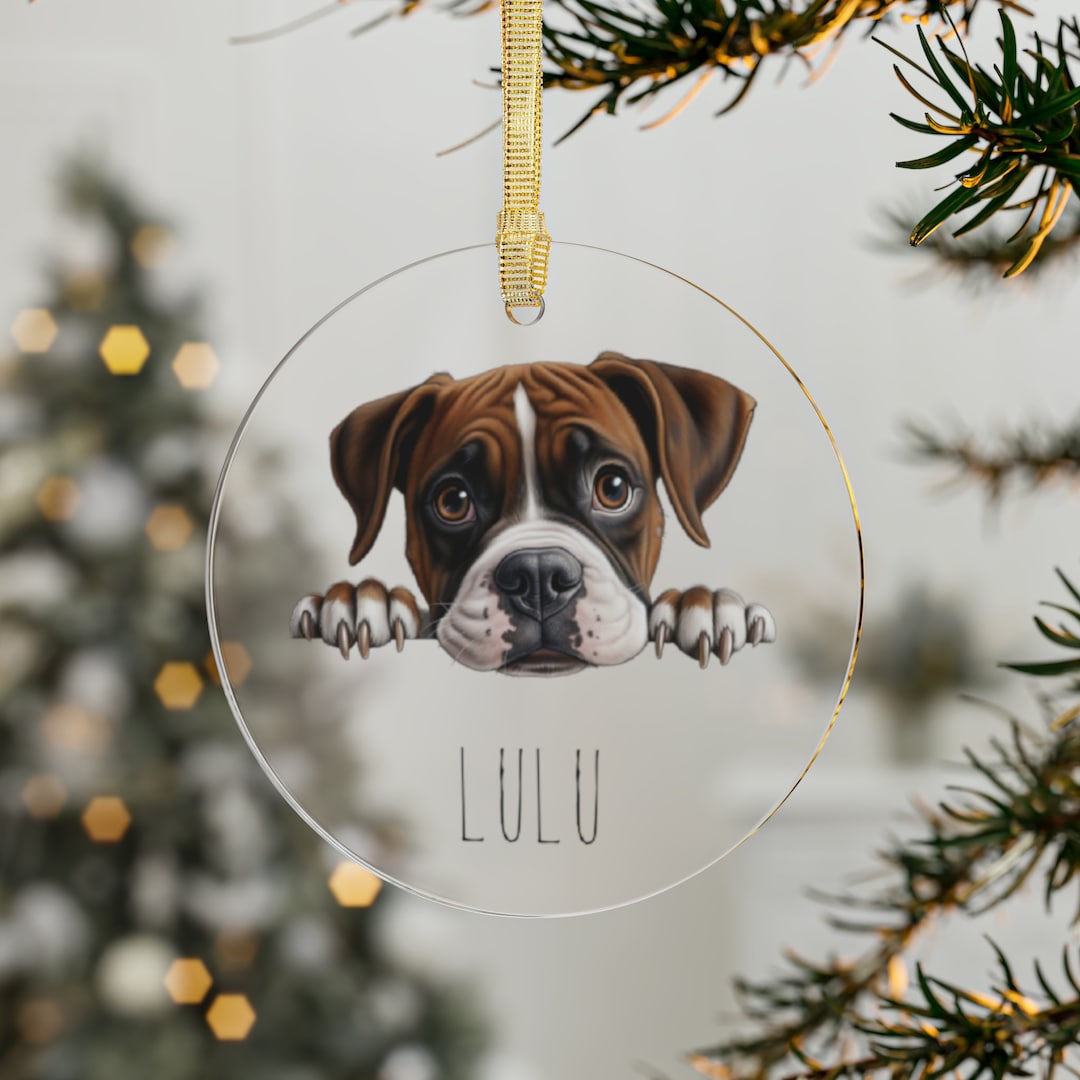 Boxer Christmas Ornament Custom Dog Name Pet Ornament New - Etsy