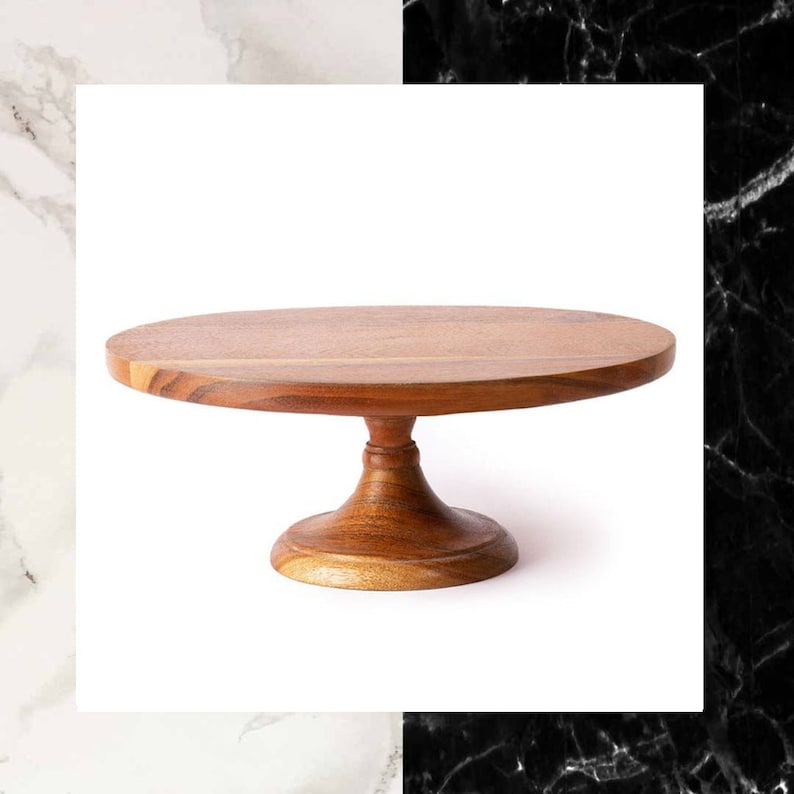 Wood Turned Acacia Wood Cake Stand - Etsy
