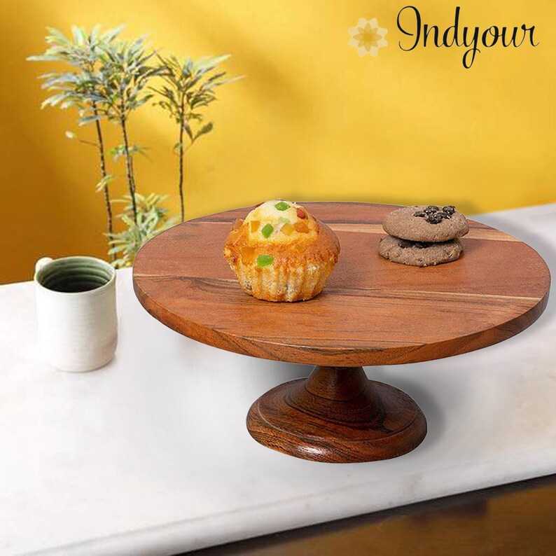 Wood Turned Acacia Wood Cake Stand - Etsy