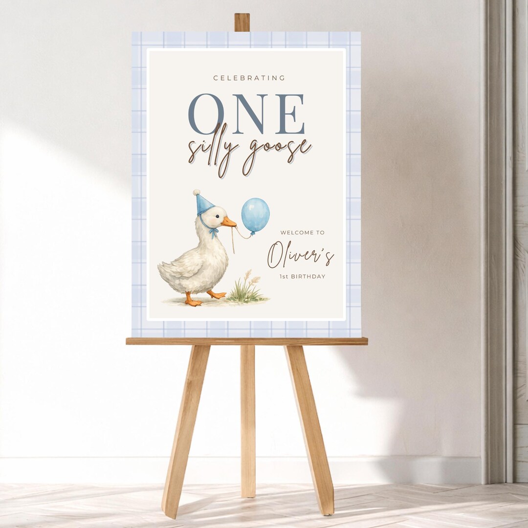 Silly Goose Birthday Welcome Sign | First Birthday Sign Boy Goose Party ...