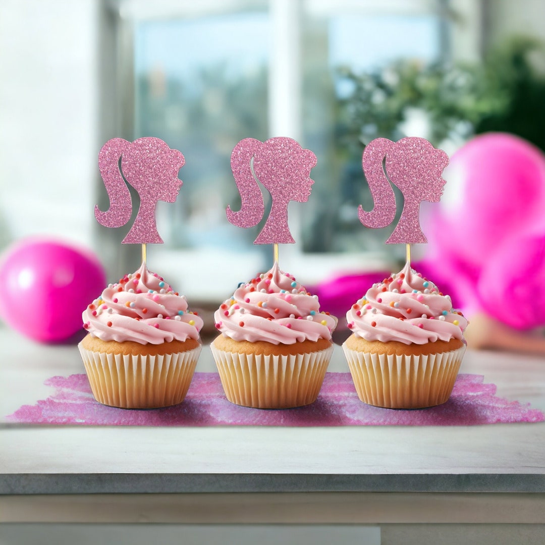 Pink Doll Sparkle Birthday Cupcake Topper Pink Doll Sparkle Birthday ...