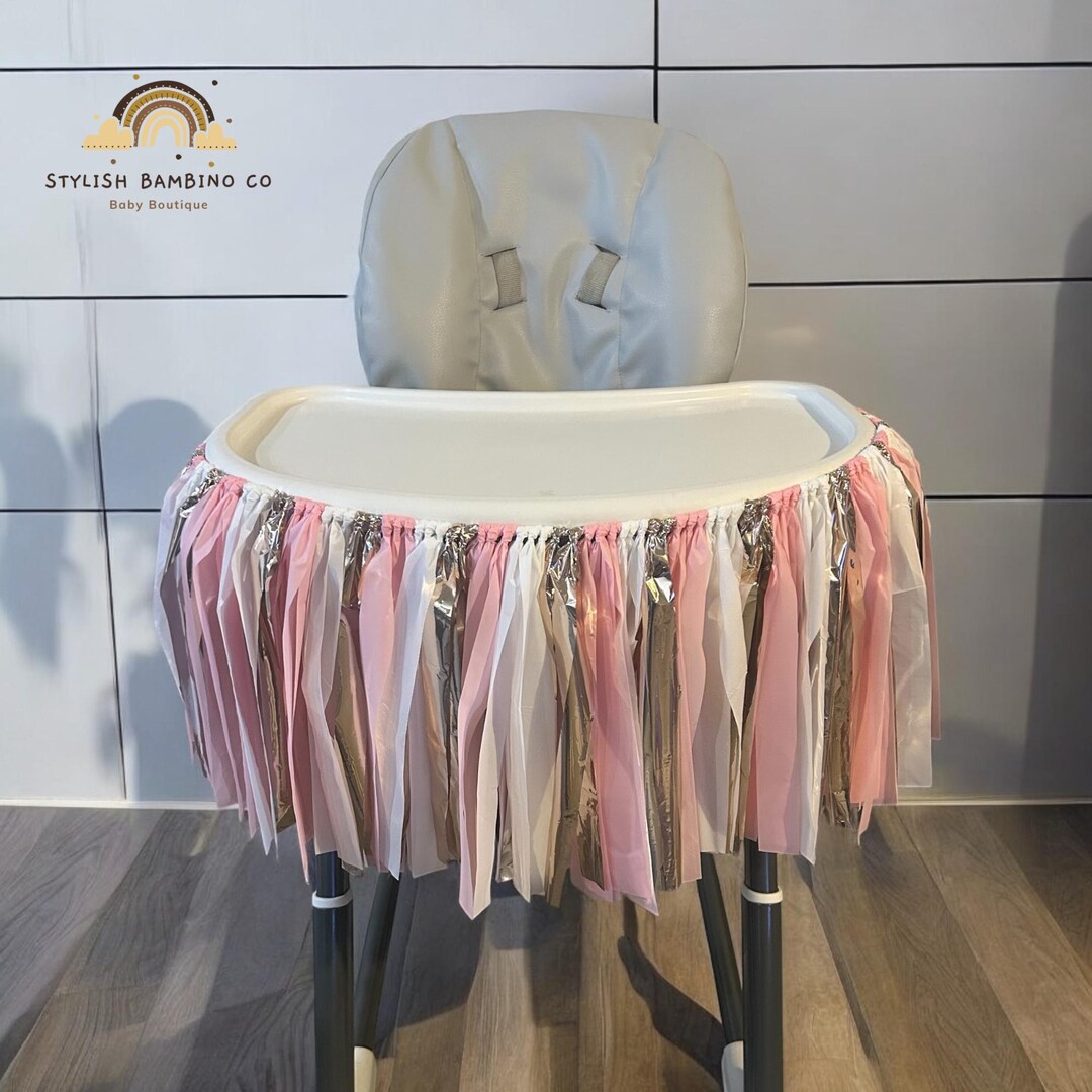 Pink and White High Chair Tassel Banner | Pink High Chair Tassel Banner ...