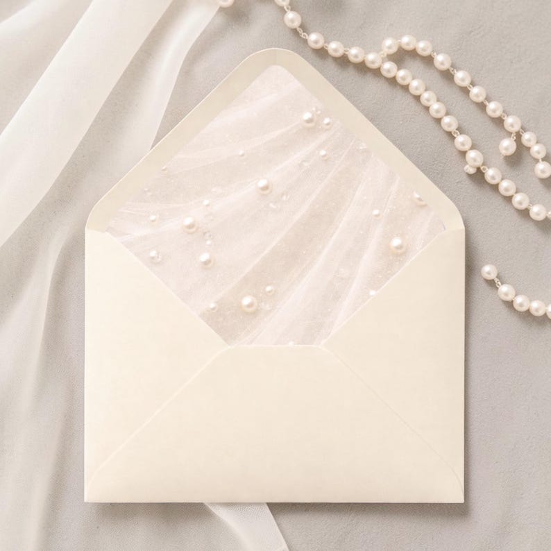 Pearl Veil Wedding Envelope Liner for A7 Envelopes | Bridal Pearl ...