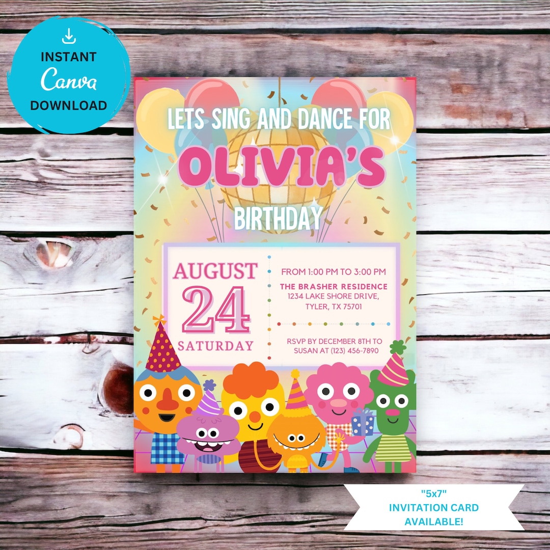 Super Simple Songs Birthday Party Editable Invite Super Simple Songs ...