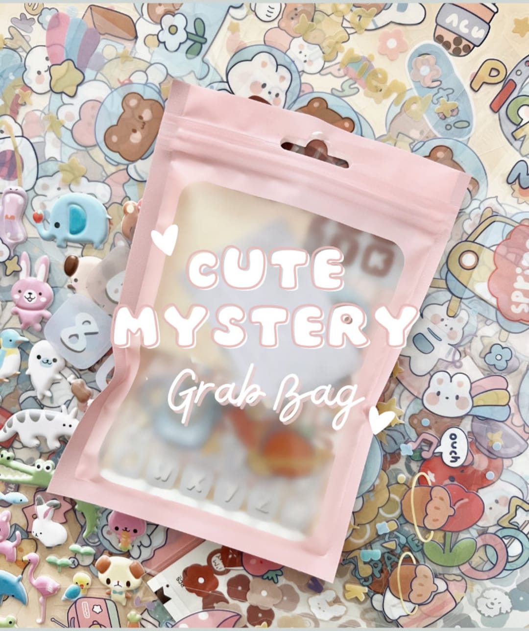 Mystery Cute and Happy Grab Bags Memo Pads Stickers Washi Tape Bullet ...