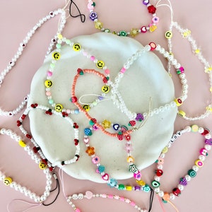 Pink Love Phone Charm Chain | Beaded Phone Strap | Phone Case Chain ...