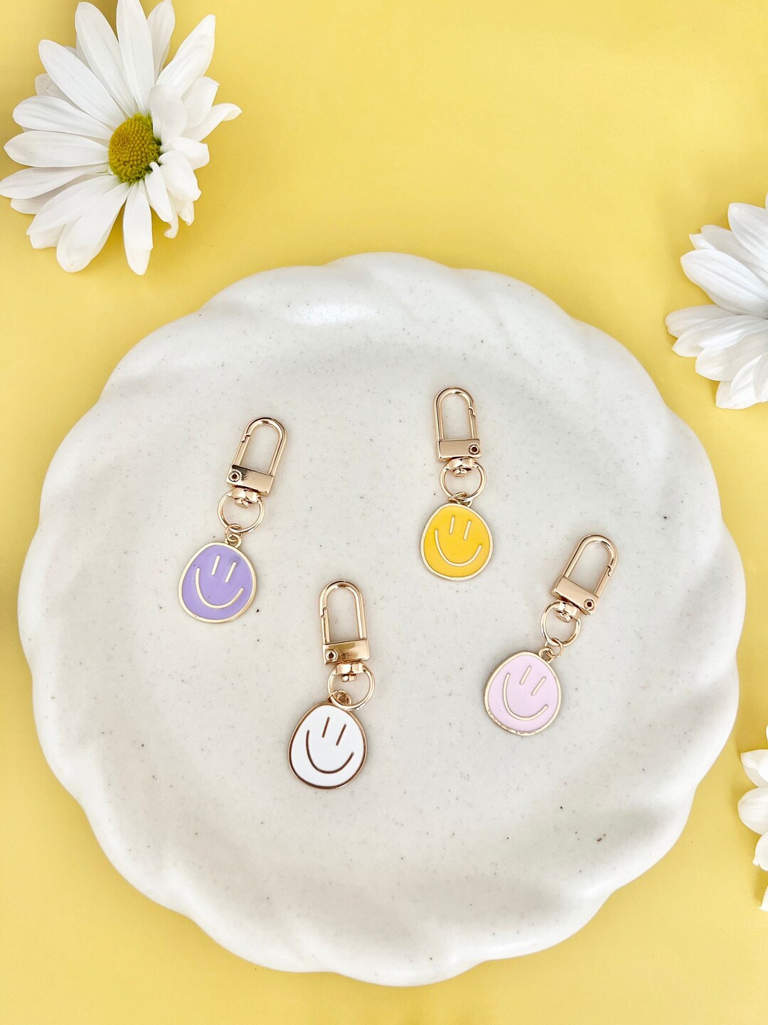 Dainty Smiley Face Keychains | Happy Face | Keychains - Etsy