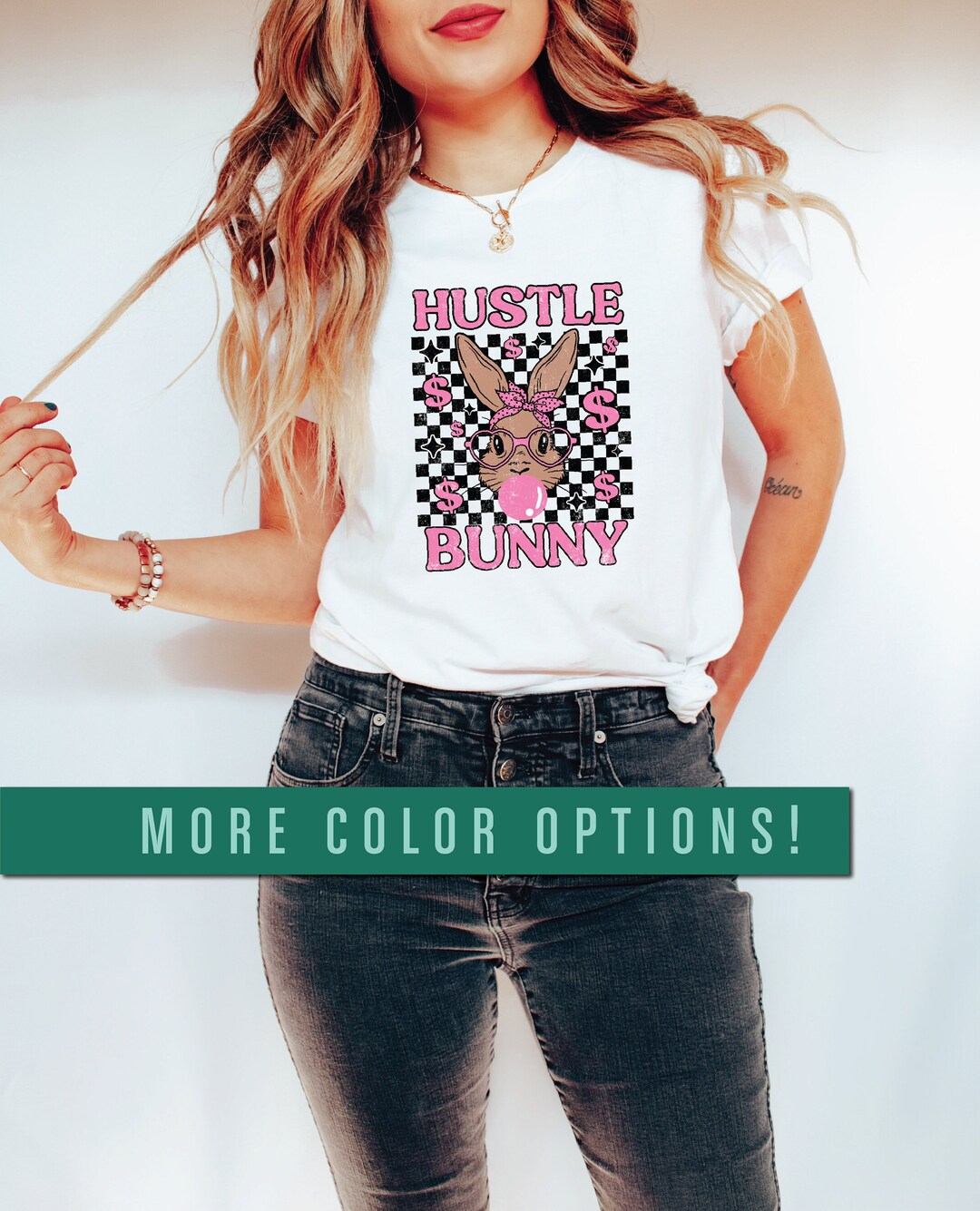 Hustle Bunny With Hot Pink Glasses T-shirt, Easter Shirt, Easter Bunny ...