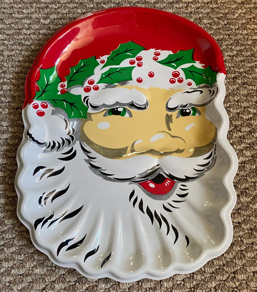 Plastic Santa Face Serving Tray, Santa Claus Party Tray, Christmas ...