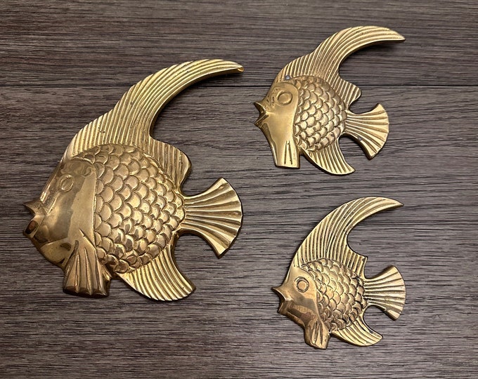 Vintage Brass Angelfish, Brass Fish Wall Plaques, Tropical Fish Decor ...