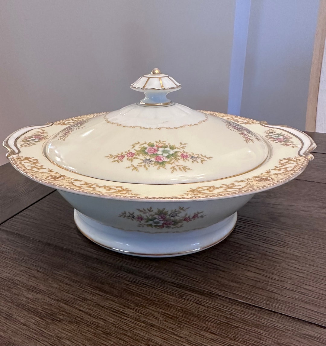 Vintage Noritake Floral Covered Serving Dish With Gold Rim - Etsy