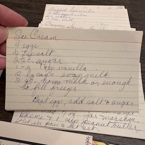 Vintage Recipe Cards, Vintage Hand Written Recipe Cards, Recipe ...