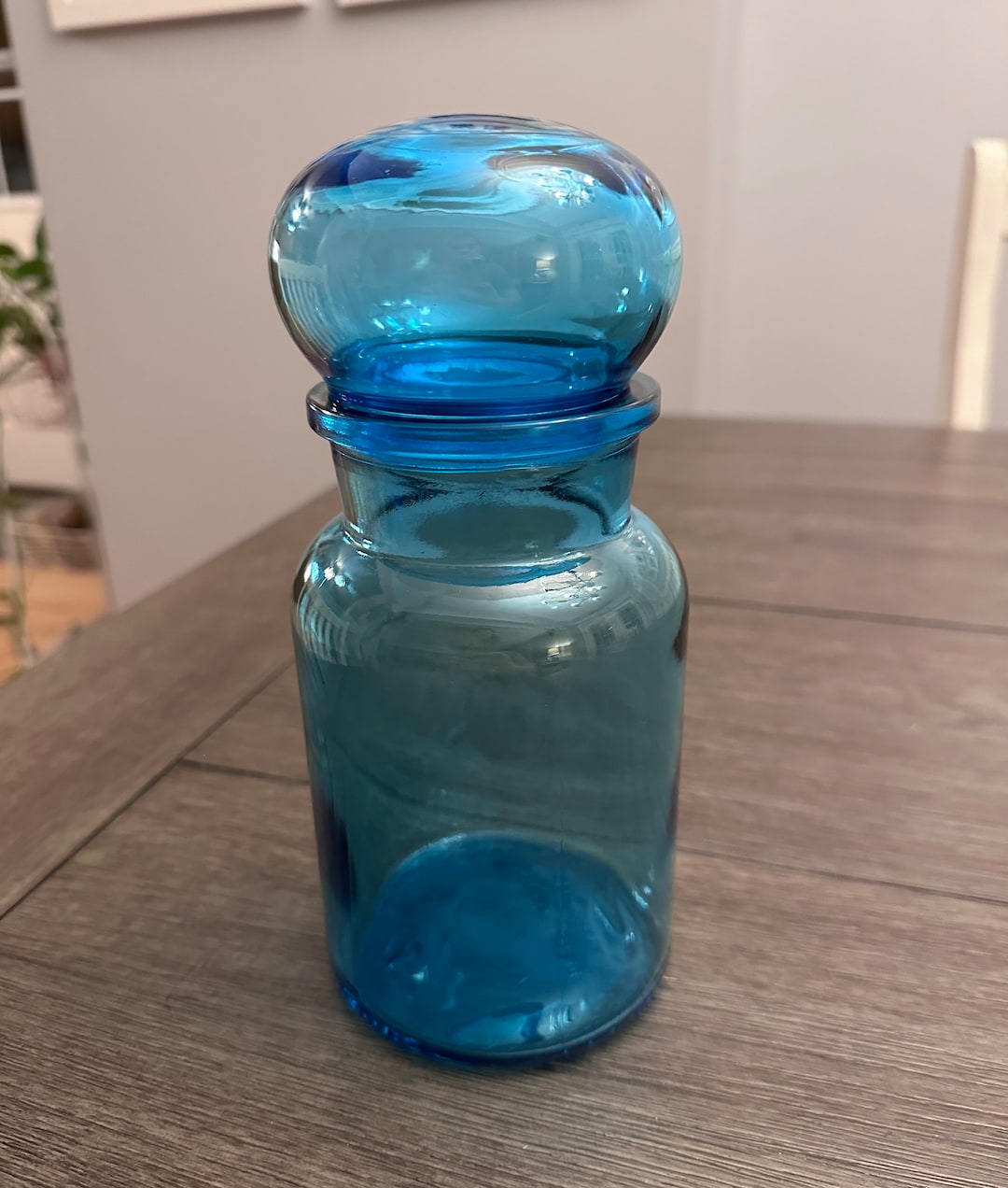 Vintage Blue Glass Jar, Apothecary Blue Jar, Belgium Blue Glass Jar ...
