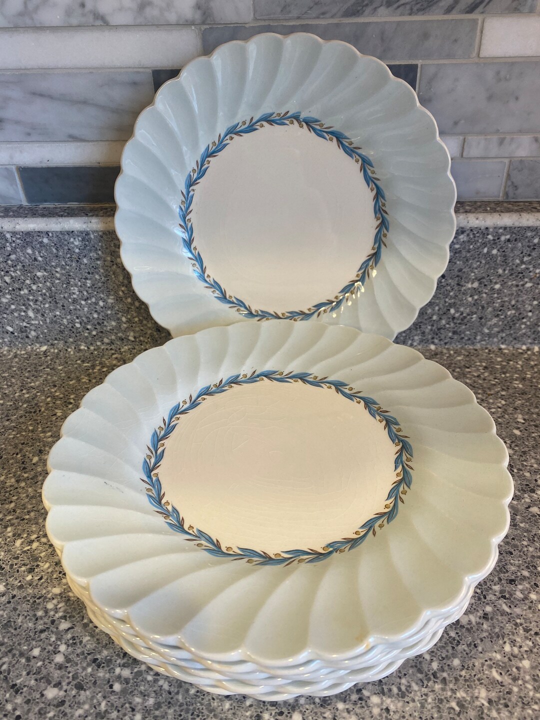 Vintage Myott Blue Chelsea Salad Plates, Vintage Olde Chelsea ...