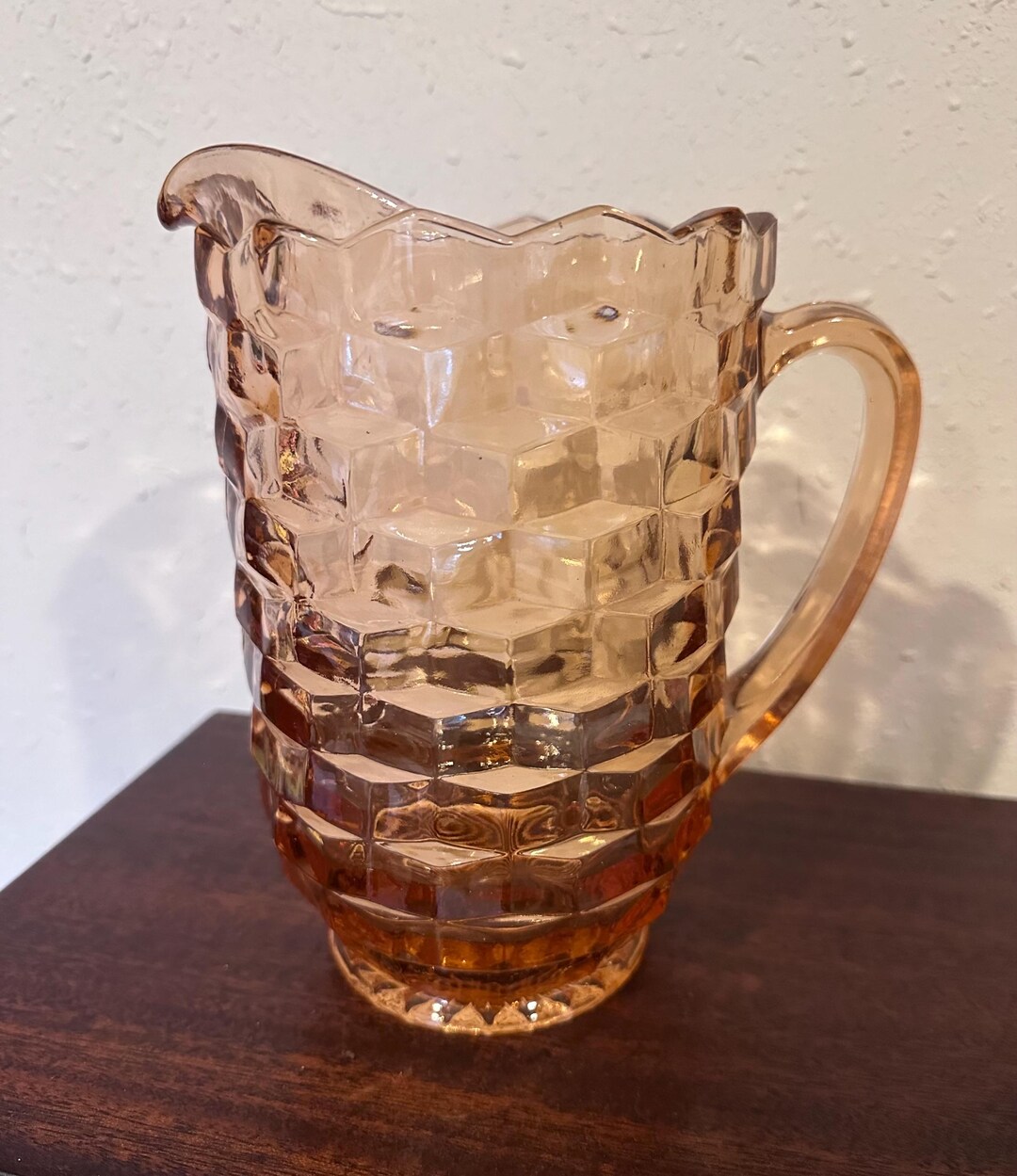 Vintage Pink Depression Glass Pitcher, Whitehall Pattern Glass Pitcher ...