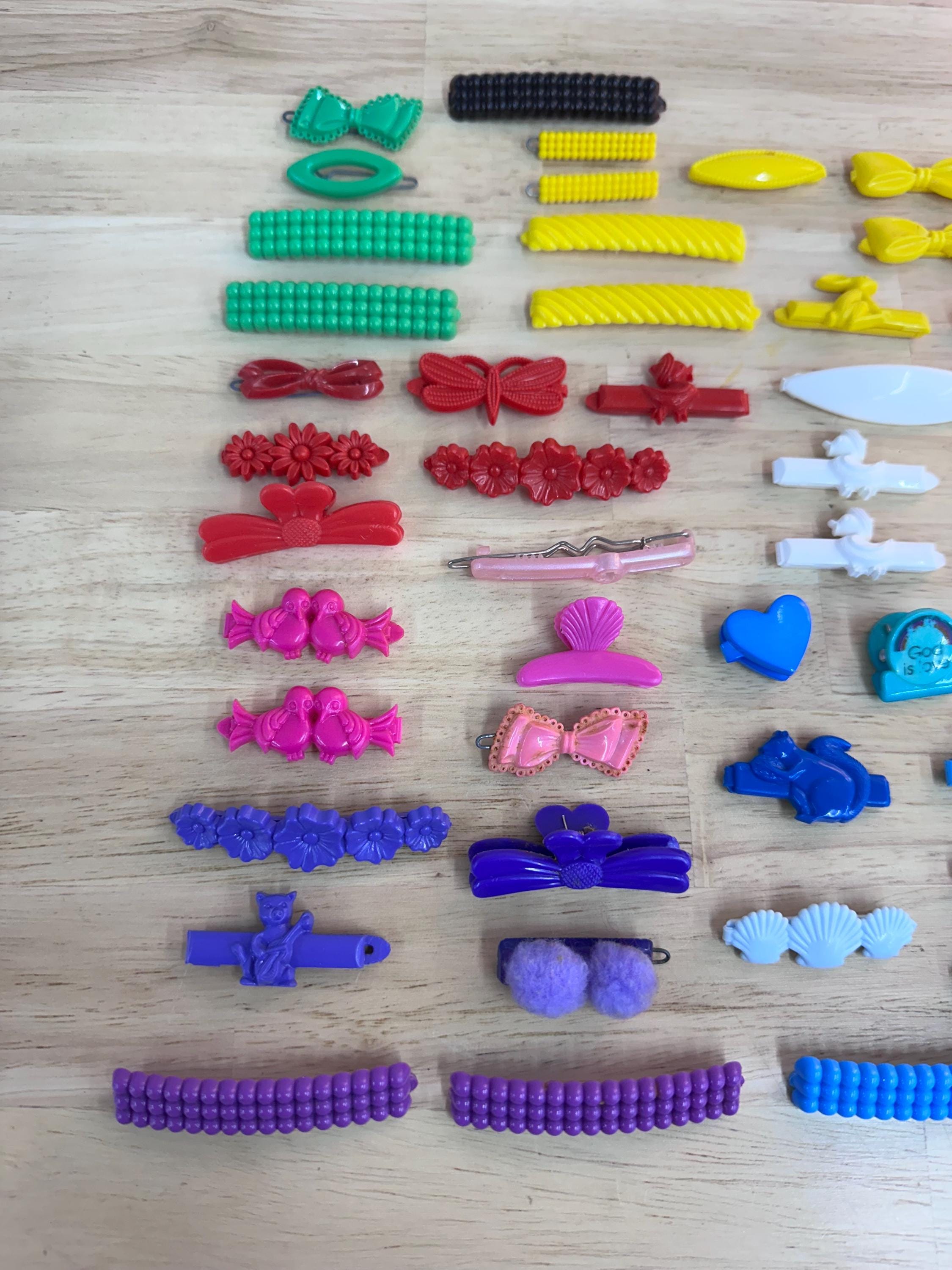 Vintage Set of 45 Colorful Hair Barrettes, Vintage Plastic Hair Clips ...