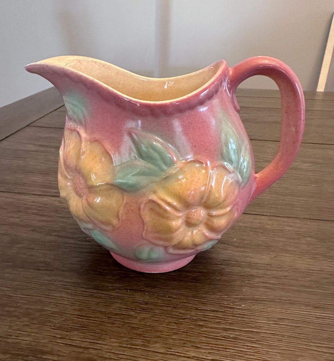 Vintage Hull Pottery Pitcher, Pink Hull Pitcher, Hull Sunglow Glazed ...