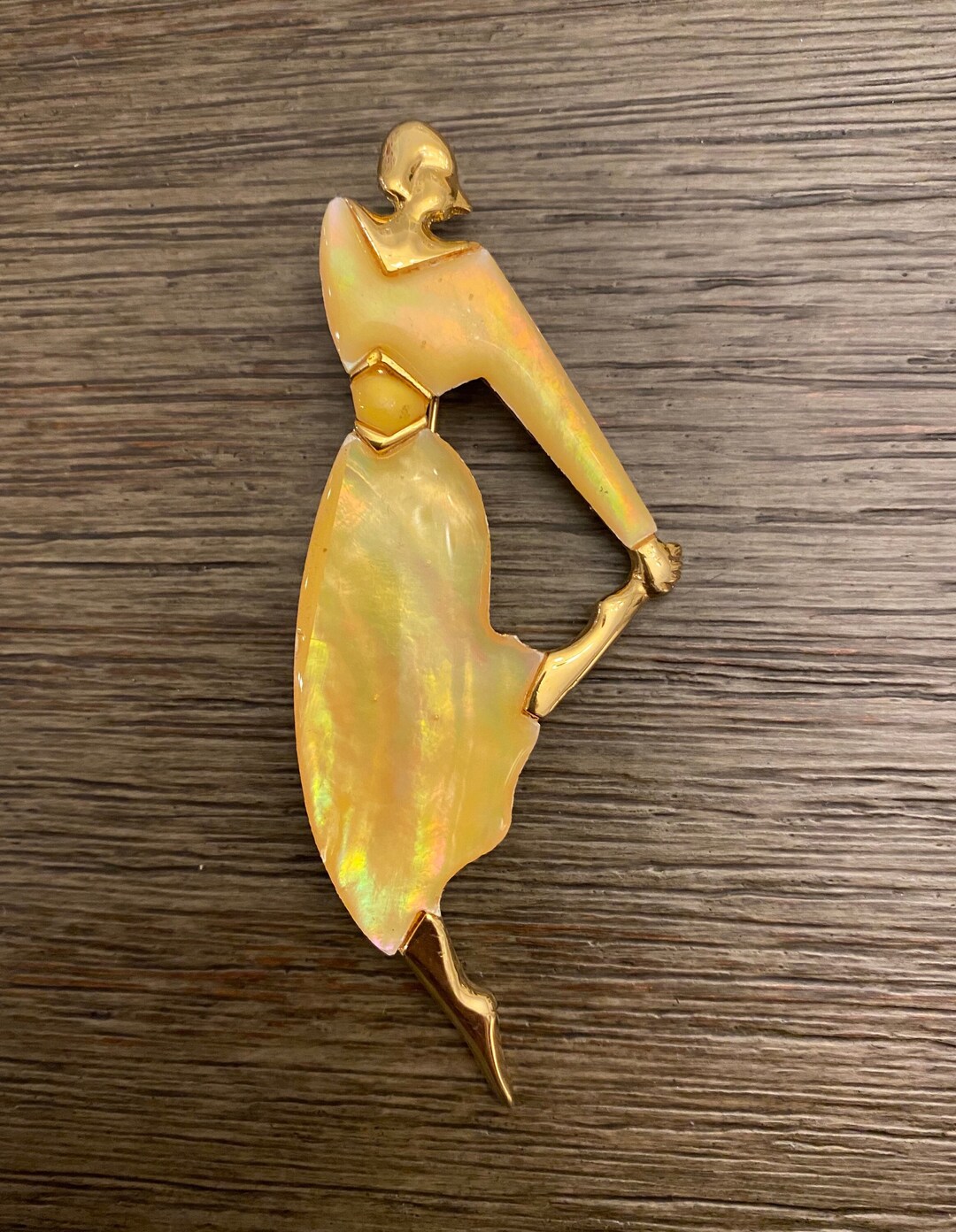 Vintage Dancing Lady Brooch, Vintage Park Lane Brooch, Yellow Enamel ...