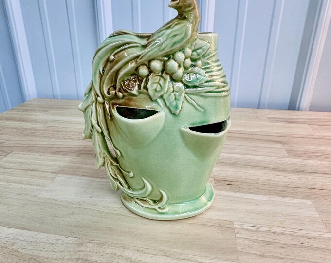 Vintage Mccoy Pottery Bird of Paradise Peacock Strawberry Planter ...