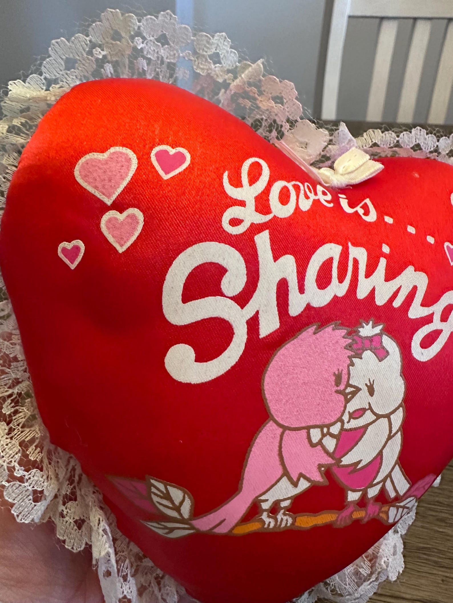 Vintage Red Satin Heart Pillow: Valentine's Day Decor - Etsy