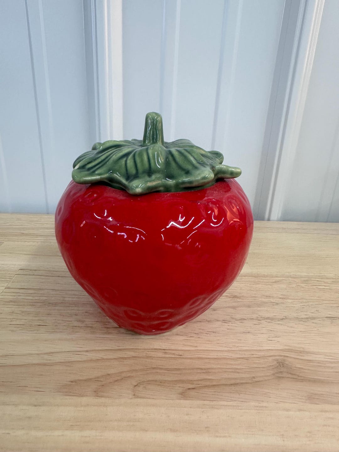 Vintage Strawberry Cookie Jar, Ceramic Strawberry Lidded Canister ...