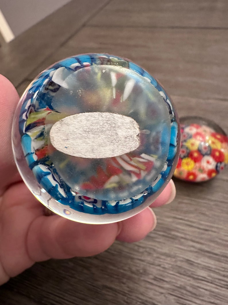 Millefiori Art Glass Paperweight Set: Floral Office Decor - Etsy