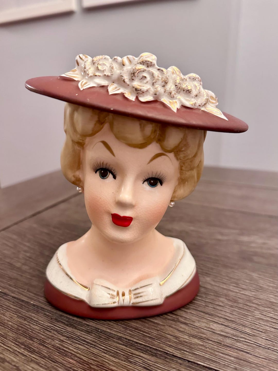Vintage Relpo Lady Head Vase, Relpo K1053B Lady Head Vase, Lady Head ...